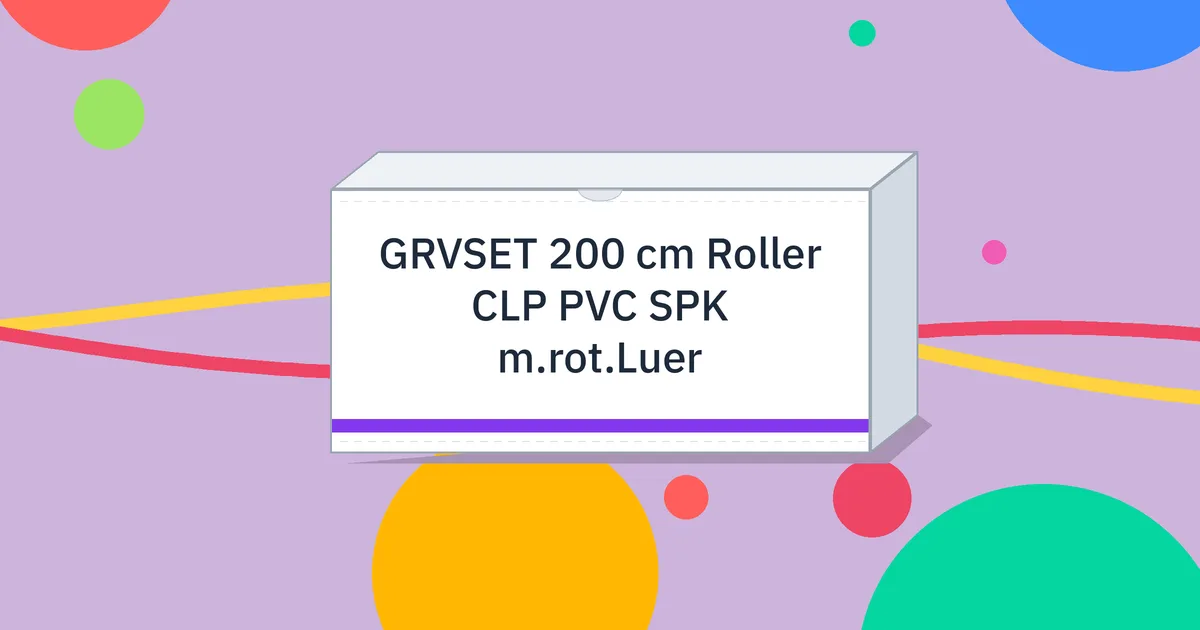 Symbolbild: Packung mit der Aufschrift GRVSET 200 cm Roller CLP PVC SPK m.rot.Luer (PZN 17897454) – Verfügbarkeit und Bezug in Apotheken in Frankfurt am Main