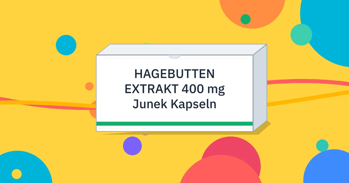 Symbolbild: Packung mit der Aufschrift HAGEBUTTEN EXTRAKT 400 mg Junek Kapseln (PZN 01064002) – Verfügbarkeit und Bezug in Apotheken in Frankfurt am Main
