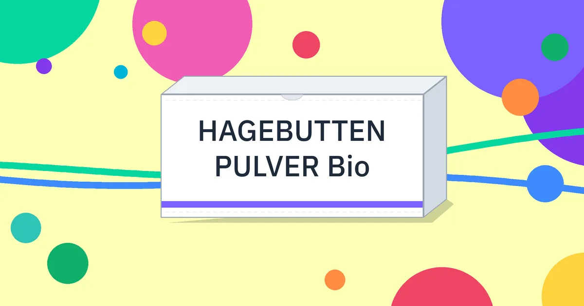 Symbolbild: Packung mit der Aufschrift HAGEBUTTEN PULVER Bio (PZN 12648812) – Verfügbarkeit und Bezug in Apotheken in Frankfurt am Main