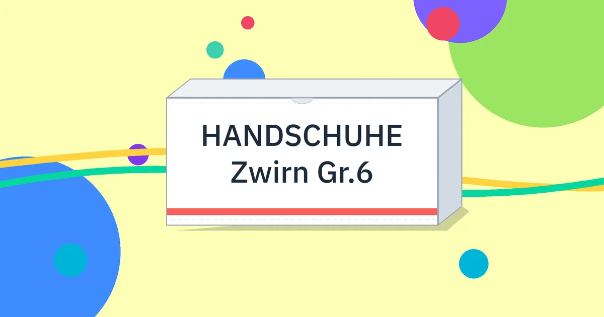 Symbolbild: Packung mit der Aufschrift HANDSCHUHE Zwirn Gr.6 (PZN 02689997) – Verfügbarkeit und Bezug in Apotheken in Frankfurt am Main