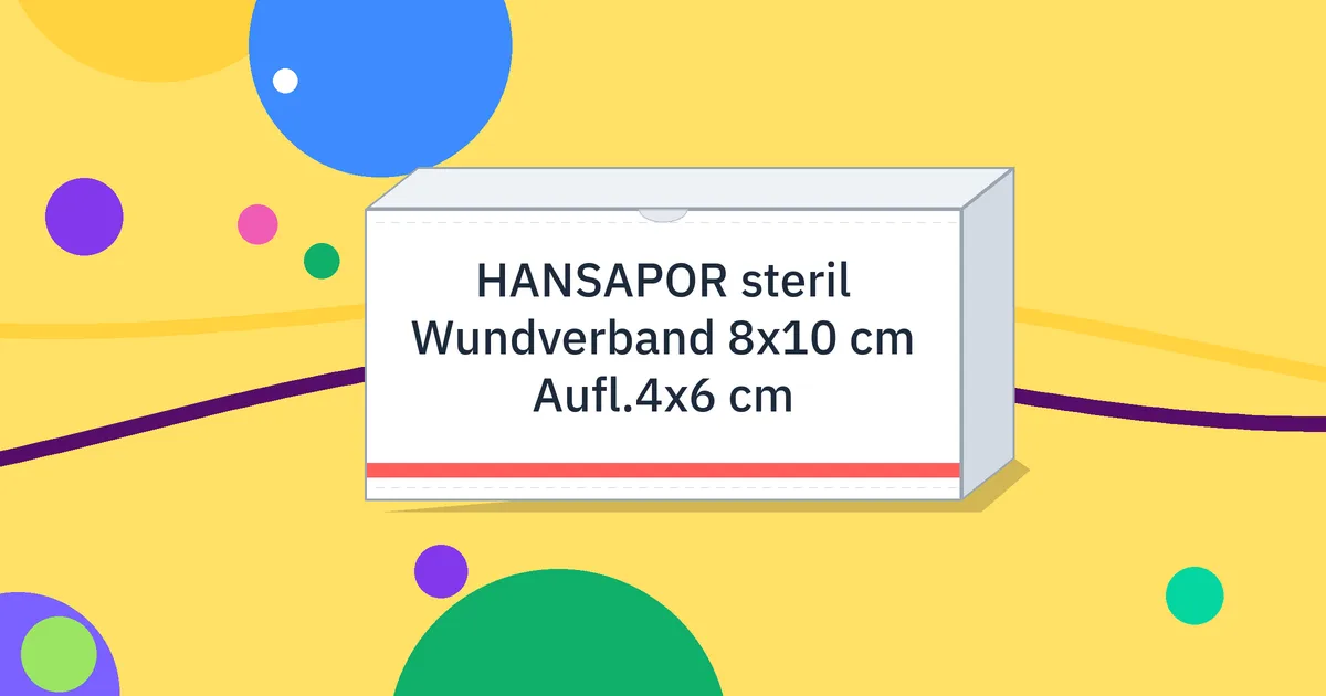 Symbolbild: Packung mit der Aufschrift HANSAPOR steril Wundverband 8x10 cm Aufl.4x6 cm (PZN 13920682) – Verfügbarkeit und Bezug in Apotheken in Frankfurt am Main