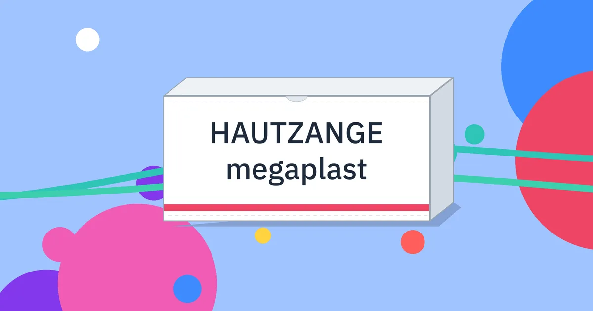 Symbolbild: Packung mit der Aufschrift HAUTZANGE megaplast (PZN 16500733) – Verfügbarkeit und Bezug in Apotheken in Frankfurt am Main
