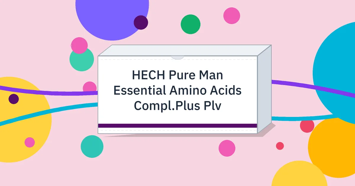 Symbolbild: Packung mit der Aufschrift HECH Pure Man Essential Amino Acids Compl.Plus Plv (PZN 13978368) – Verfügbarkeit und Bezug in Apotheken in Frankfurt am Main
