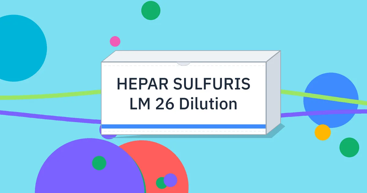 Symbolbild: Packung mit der Aufschrift HEPAR SULFURIS LM 26 Dilution (PZN 12887592) – Verfügbarkeit und Bezug in Apotheken in Frankfurt am Main