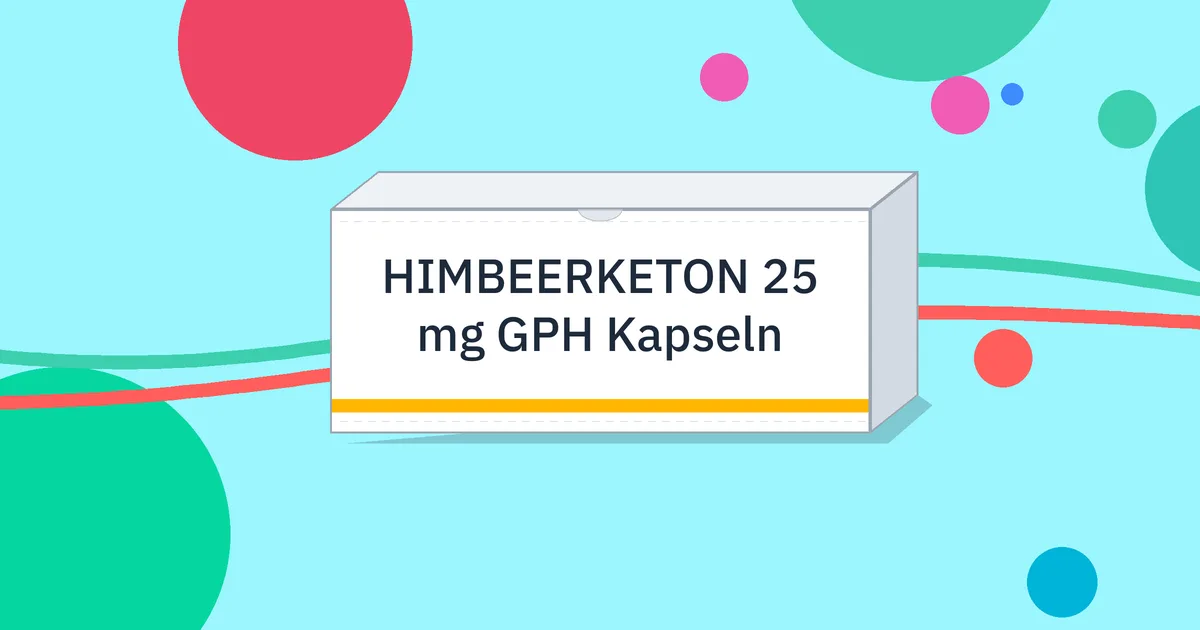 Symbolbild: Packung mit der Aufschrift HIMBEERKETON 25 mg GPH Kapseln (PZN 10977486) – Verfügbarkeit und Bezug in Apotheken in Frankfurt am Main