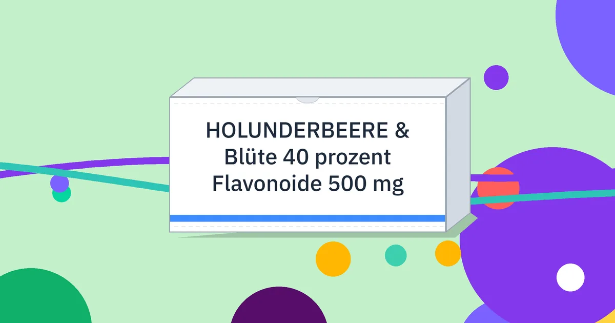 Symbolbild: Packung mit der Aufschrift HOLUNDERBEERE & Blüte 40 prozent Flavonoide 500 mg (PZN 16675496) – Verfügbarkeit und Bezug in Apotheken in Frankfurt am Main