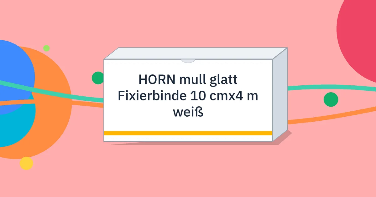 Symbolbild: Packung mit der Aufschrift HORN mull glatt Fixierbinde 10 cmx4 m weiß (PZN 04661514) – Verfügbarkeit und Bezug in Apotheken in Frankfurt am Main