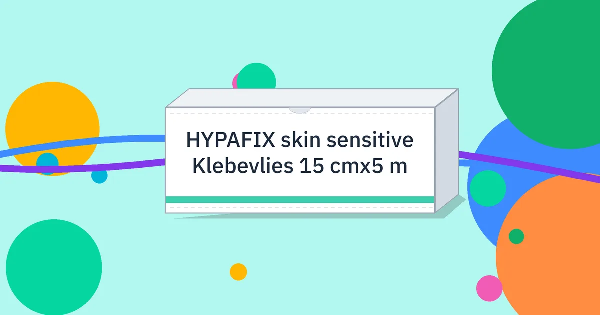 Symbolbild: Packung mit der Aufschrift HYPAFIX skin sensitive Klebevlies 15 cmx5 m (PZN 18760059) – Verfügbarkeit und Bezug in Apotheken in Frankfurt am Main