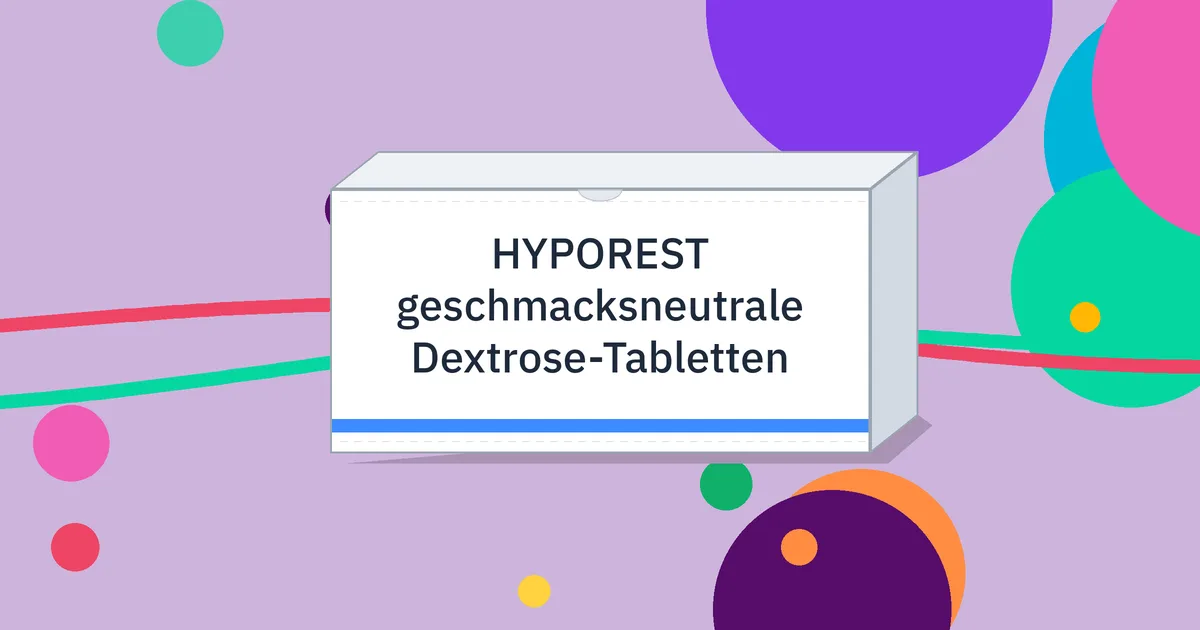 Symbolbild: Packung mit der Aufschrift HYPOREST geschmacksneutrale Dextrose-Tabletten (PZN 18913190) – Verfügbarkeit und Bezug in Apotheken in Frankfurt am Main