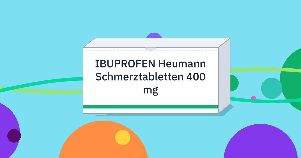Symbolbild: Packung mit der Aufschrift IBUPROFEN Heumann Schmerztabletten 400 mg (PZN 07728561) – Verfügbarkeit und Bezug in Apotheken in Frankfurt am Main