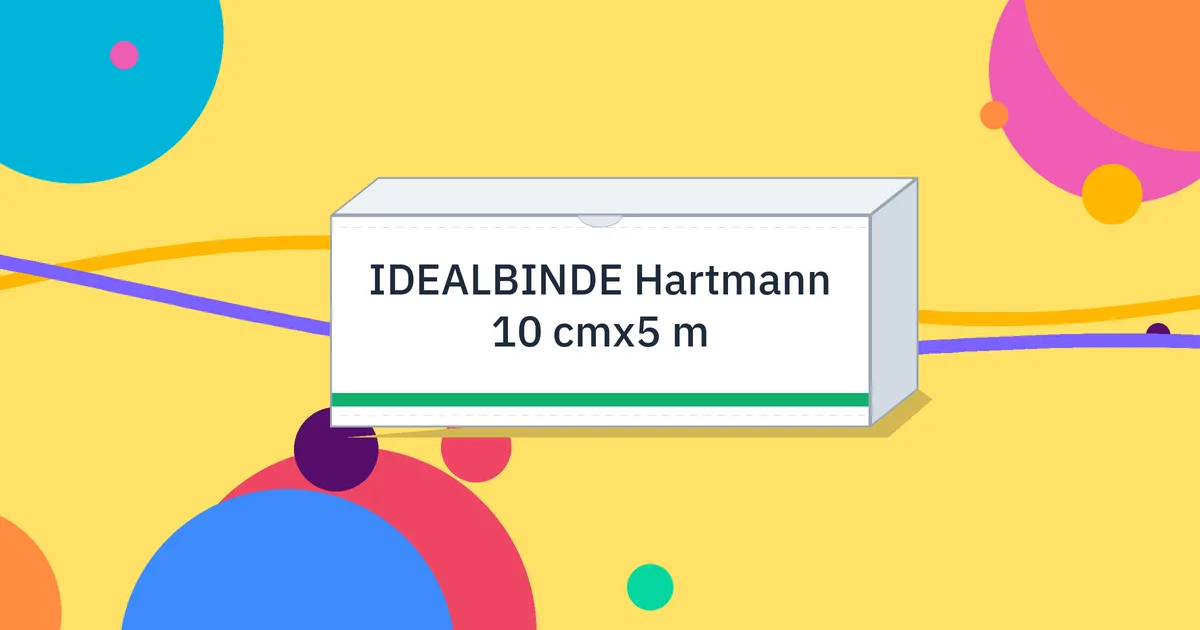 Symbolbild: Packung mit der Aufschrift IDEALBINDE Hartmann 10 cmx5 m (PZN 12559646) – Verfügbarkeit und Bezug in Apotheken in Frankfurt am Main