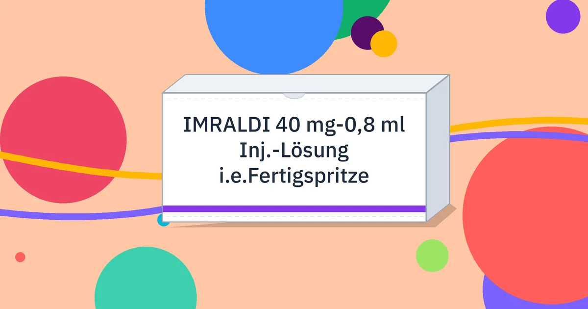 Symbolbild: Packung mit der Aufschrift IMRALDI 40 mg-0,8 ml Inj.-Lösung i.e.Fertigspritze (PZN 17586240) – Verfügbarkeit und Bezug in Apotheken in Frankfurt am Main