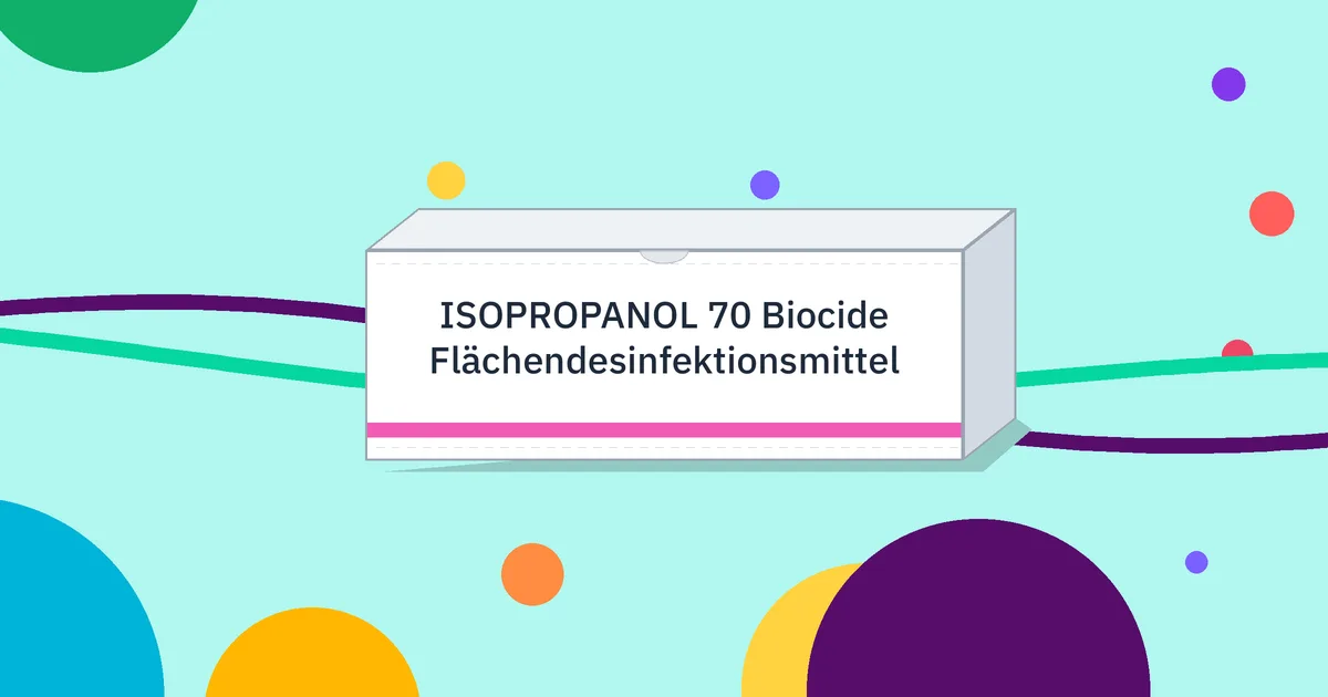 Symbolbild: Packung mit der Aufschrift ISOPROPANOL 70 Biocide Flächendesinfektionsmittel (PZN 19178261) – Verfügbarkeit und Bezug in Apotheken in Frankfurt am Main