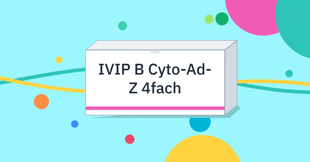 Symbolbild: Packung mit der Aufschrift IVIP B Cyto-Ad-Z 4fach (PZN 07134531) – Verfügbarkeit und Bezug in Apotheken in Frankfurt am Main