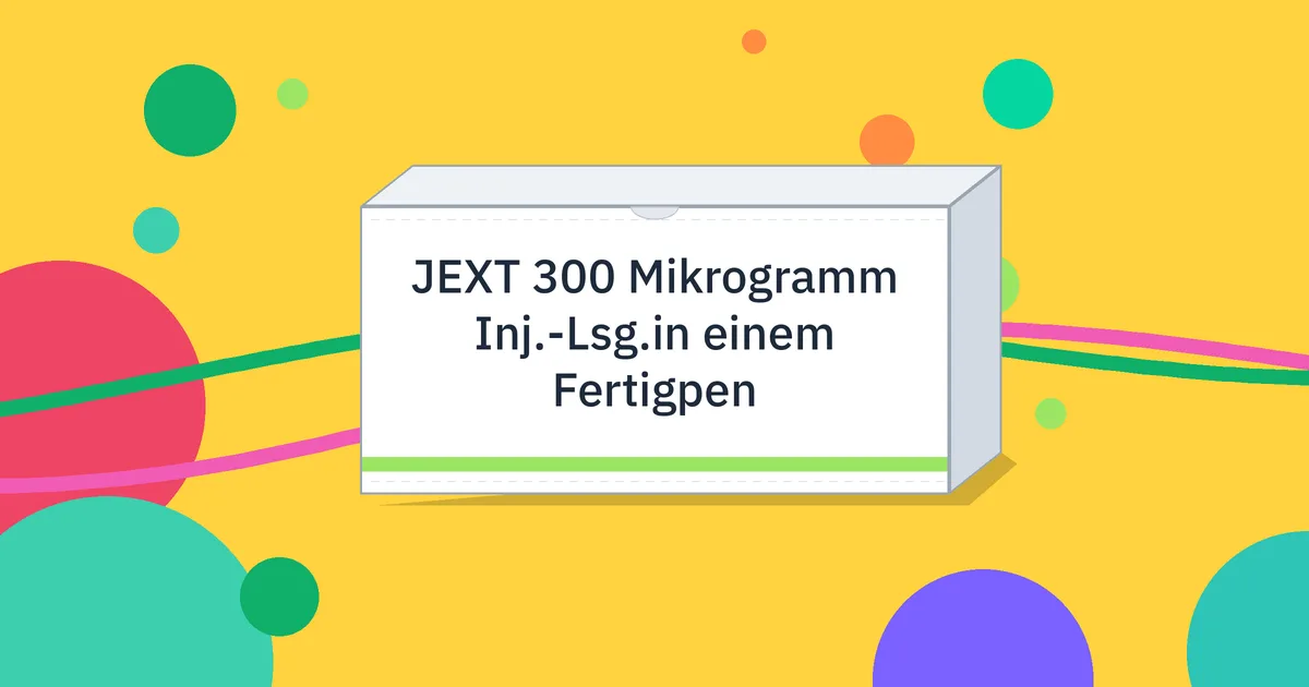 Symbolbild: Packung mit der Aufschrift JEXT 300 Mikrogramm Inj.-Lsg.in einem Fertigpen (PZN 01341401) – Verfügbarkeit und Bezug in Apotheken in Frankfurt am Main