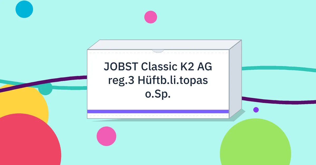 Symbolbild: Packung mit der Aufschrift JOBST Classic K2 AG reg.3 Hüftb.li.topas o.Sp. (PZN 13066319) – Verfügbarkeit und Bezug in Apotheken in Frankfurt am Main