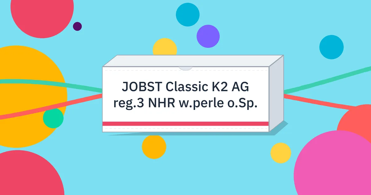 Symbolbild: Packung mit der Aufschrift JOBST Classic K2 AG reg.3 NHR w.perle o.Sp. (PZN 10727329) – Verfügbarkeit und Bezug in Apotheken in Frankfurt am Main