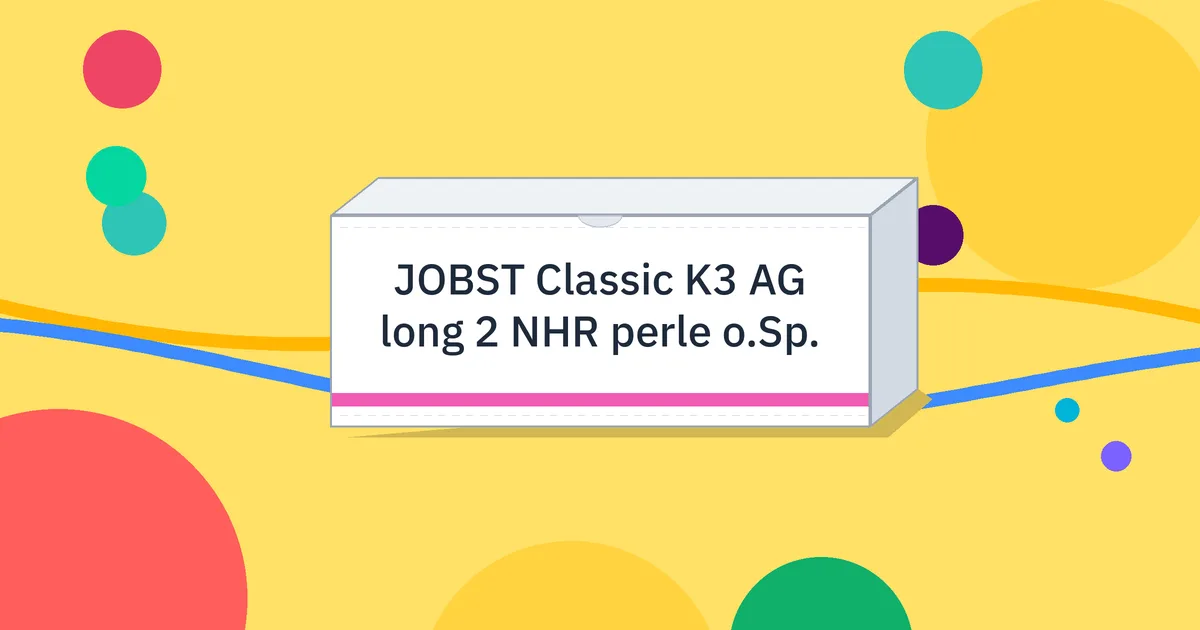 Symbolbild: Packung mit der Aufschrift JOBST Classic K3 AG long 2 NHR perle o.Sp. (PZN 13072030) – Verfügbarkeit und Bezug in Apotheken in Frankfurt am Main