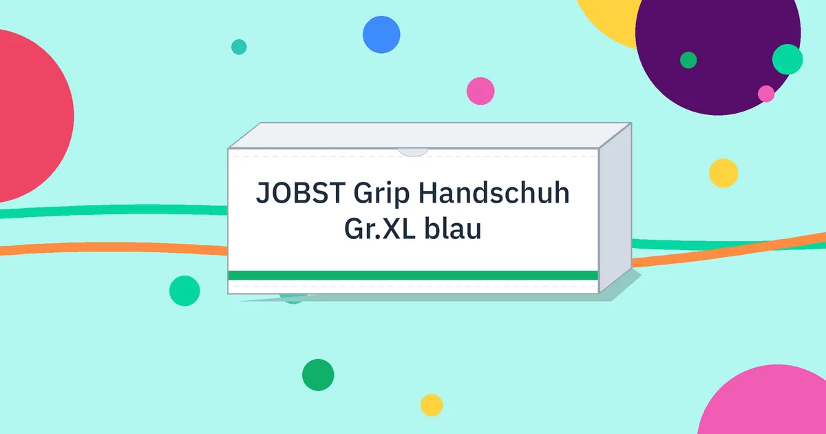 Symbolbild: Packung mit der Aufschrift JOBST Grip Handschuh Gr.XL blau (PZN 15233402) – Verfügbarkeit und Bezug in Apotheken in Frankfurt am Main