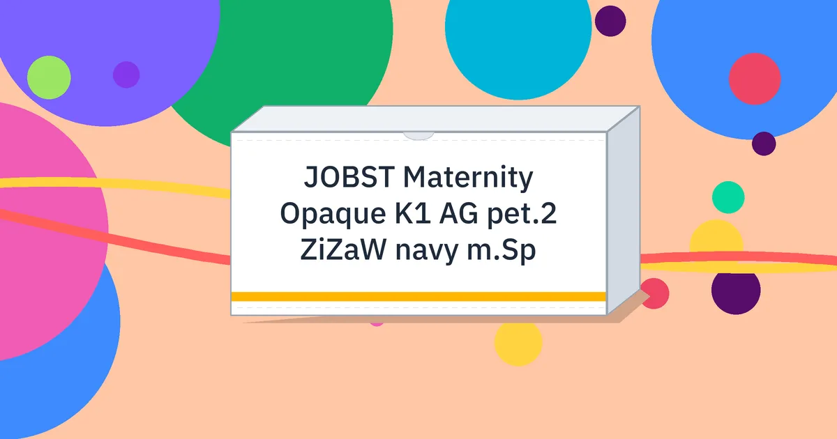 Symbolbild: Packung mit der Aufschrift JOBST Maternity Opaque K1 AG pet.2 ZiZaW navy m.Sp (PZN 15859805) – Verfügbarkeit und Bezug in Apotheken in Frankfurt am Main
