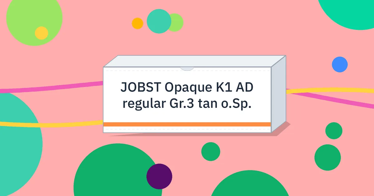 Symbolbild: Packung mit der Aufschrift JOBST Opaque K1 AD regular Gr.3 tan o.Sp. (PZN 16262854) – Verfügbarkeit und Bezug in Apotheken in Frankfurt am Main