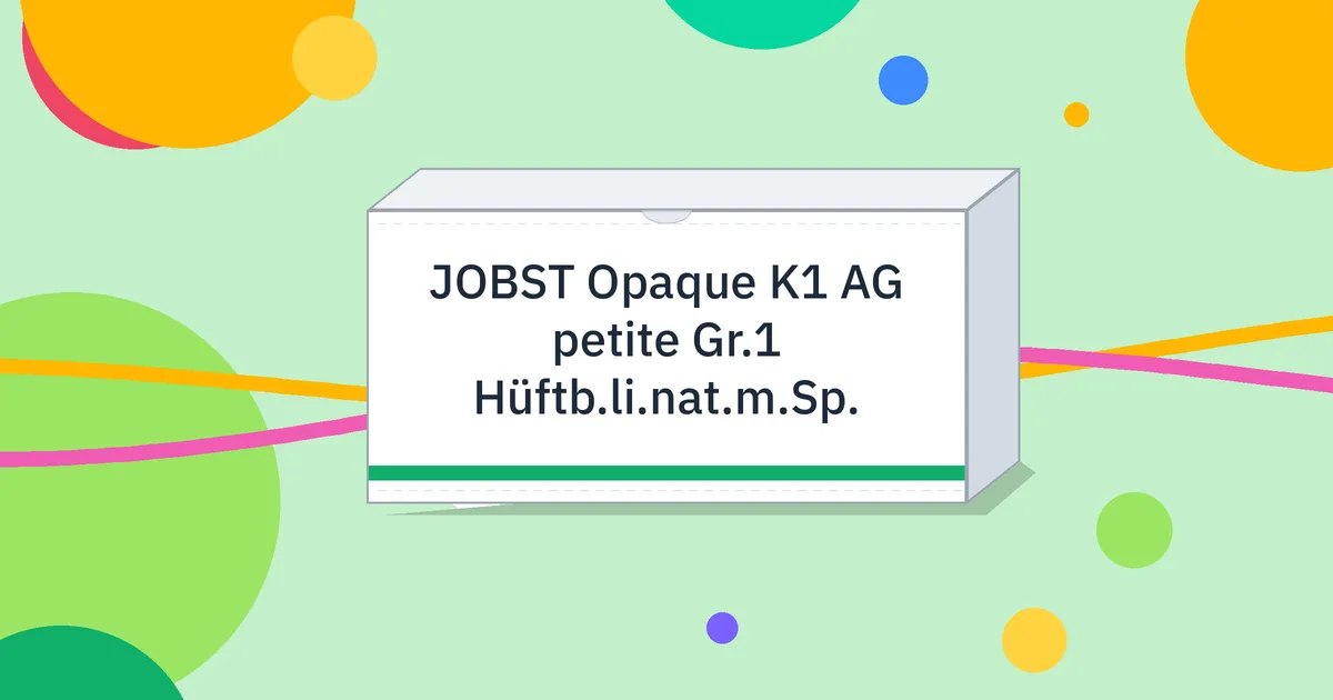 Symbolbild: Packung mit der Aufschrift JOBST Opaque K1 AG petite Gr.1 Hüftb.li.nat.m.Sp. (PZN 13097633) – Verfügbarkeit und Bezug in Apotheken in Frankfurt am Main