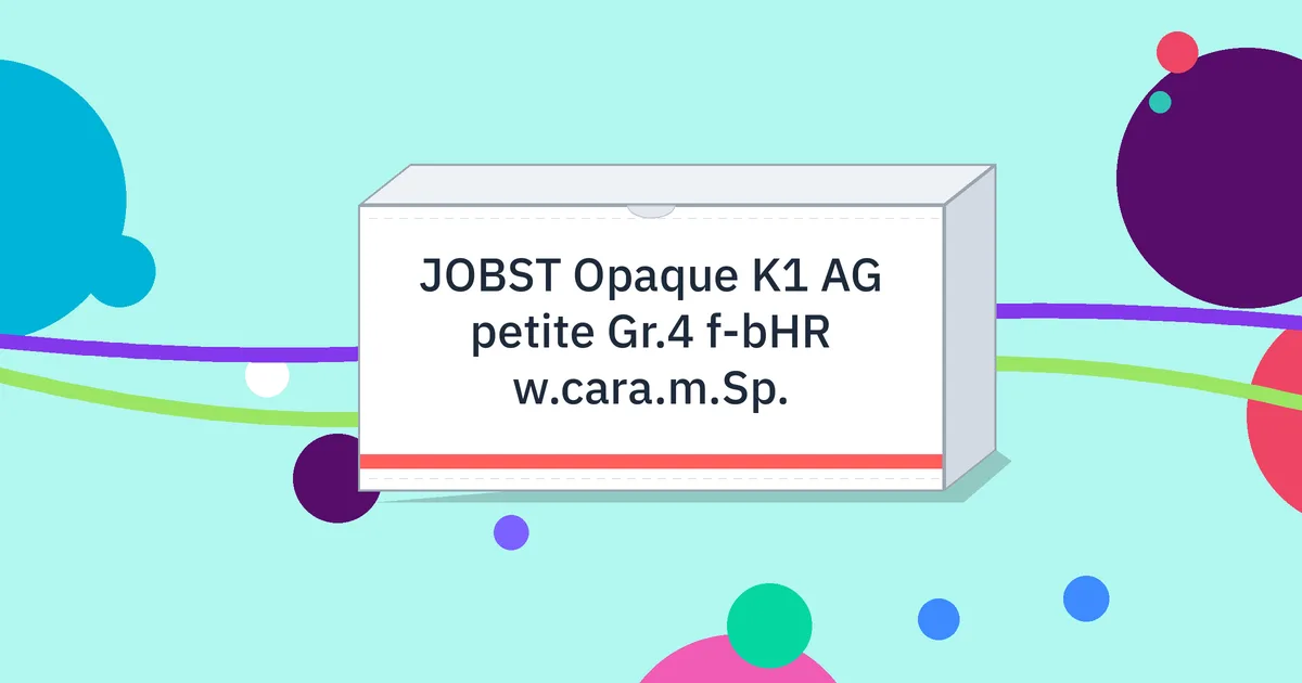 Symbolbild: Packung mit der Aufschrift JOBST Opaque K1 AG petite Gr.4 f-bHR w.cara.m.Sp. (PZN 13083909) – Verfügbarkeit und Bezug in Apotheken in Frankfurt am Main