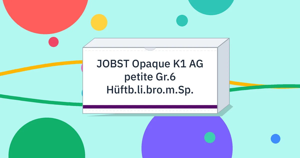 Symbolbild: Packung mit der Aufschrift JOBST Opaque K1 AG petite Gr.6 Hüftb.li.bro.m.Sp. (PZN 13097484) – Verfügbarkeit und Bezug in Apotheken in Frankfurt am Main