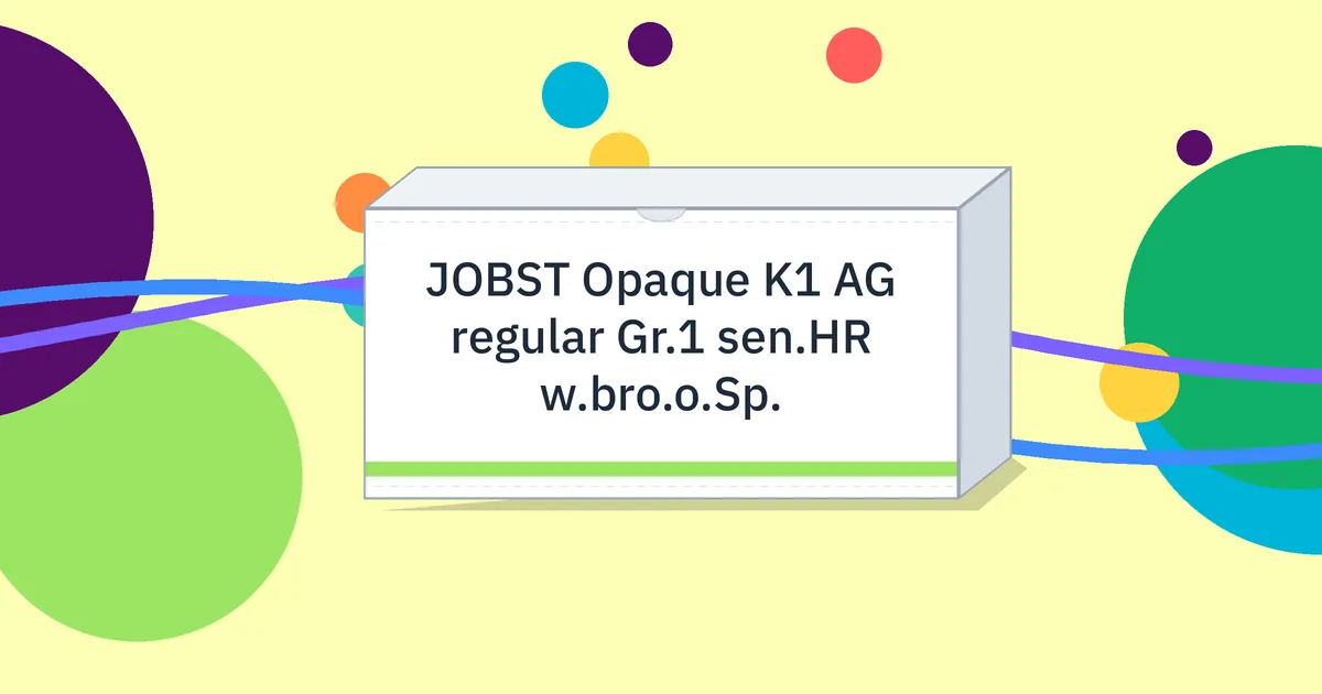 Symbolbild: Packung mit der Aufschrift JOBST Opaque K1 AG regular Gr.1 sen.HR w.bro.o.Sp. (PZN 13096208) – Verfügbarkeit und Bezug in Apotheken in Frankfurt am Main
