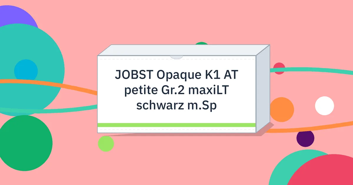 Symbolbild: Packung mit der Aufschrift JOBST Opaque K1 AT petite Gr.2 maxiLT schwarz m.Sp (PZN 13102989) – Verfügbarkeit und Bezug in Apotheken in Frankfurt am Main