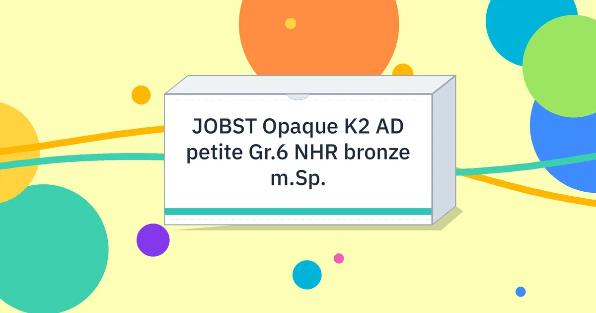 Symbolbild: Packung mit der Aufschrift JOBST Opaque K2 AD petite Gr.6 NHR bronze m.Sp. (PZN 13108785) – Verfügbarkeit und Bezug in Apotheken in Frankfurt am Main