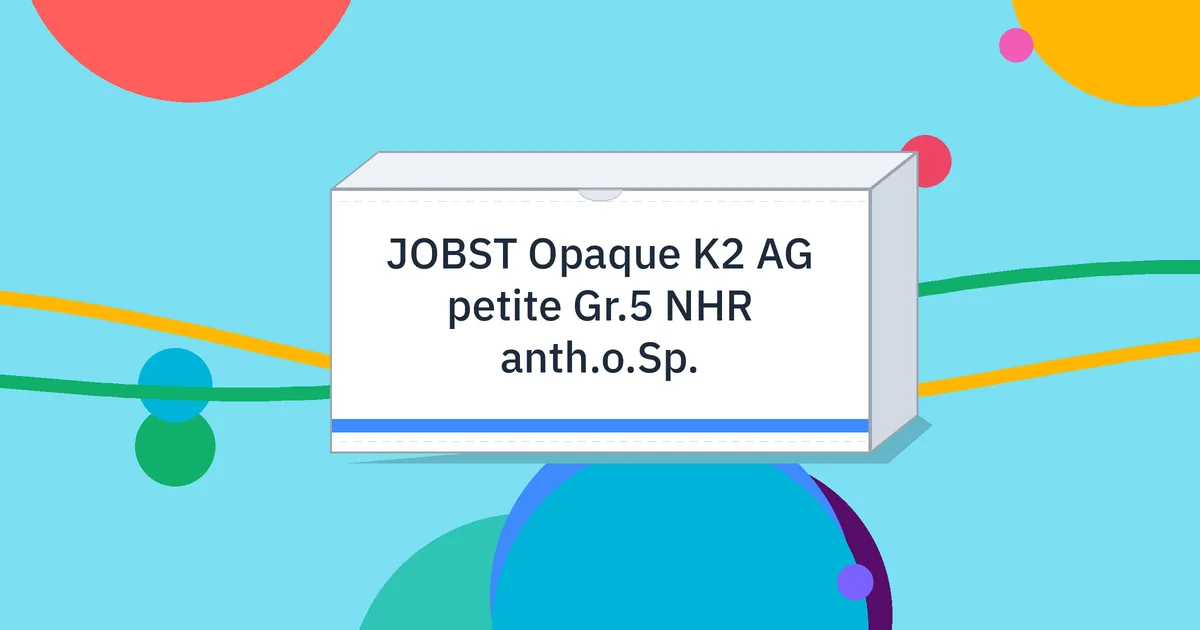 Symbolbild: Packung mit der Aufschrift JOBST Opaque K2 AG petite Gr.5 NHR anth.o.Sp. (PZN 16286300) – Verfügbarkeit und Bezug in Apotheken in Frankfurt am Main