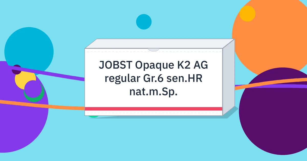 Symbolbild: Packung mit der Aufschrift JOBST Opaque K2 AG regular Gr.6 sen.HR nat.m.Sp. (PZN 12142567) – Verfügbarkeit und Bezug in Apotheken in Frankfurt am Main