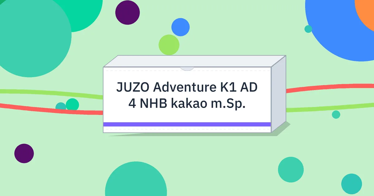 Symbolbild: Packung mit der Aufschrift JUZO Adventure K1 AD 4 NHB kakao m.Sp. (PZN 14974740) – Verfügbarkeit und Bezug in Apotheken in Frankfurt am Main