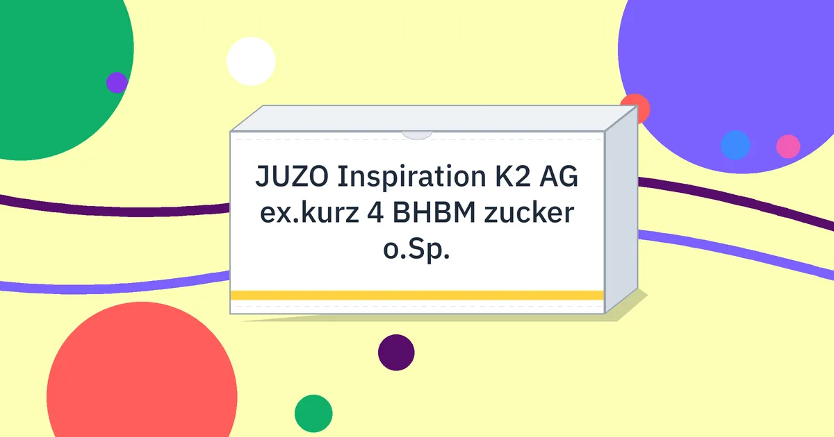 Symbolbild: Packung mit der Aufschrift JUZO Inspiration K2 AG ex.kurz 4 BHBM zucker o.Sp. (PZN 14877764) – Verfügbarkeit und Bezug in Apotheken in Frankfurt am Main
