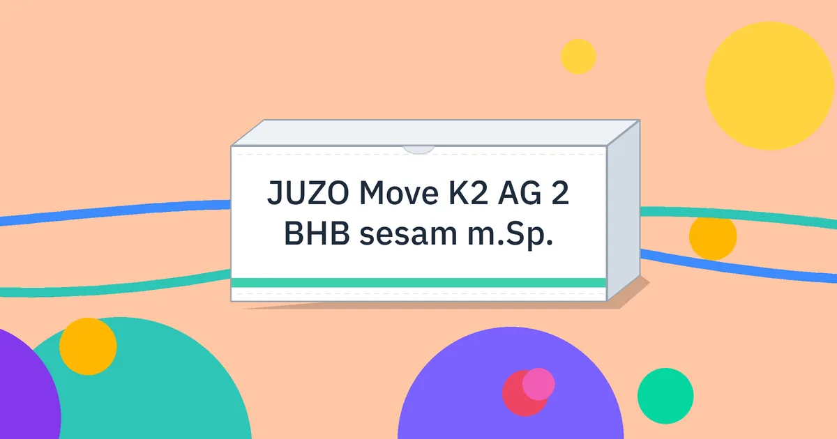 Symbolbild: Packung mit der Aufschrift JUZO Move K2 AG 2 BHB sesam m.Sp. (PZN 18524258) – Verfügbarkeit und Bezug in Apotheken in Frankfurt am Main