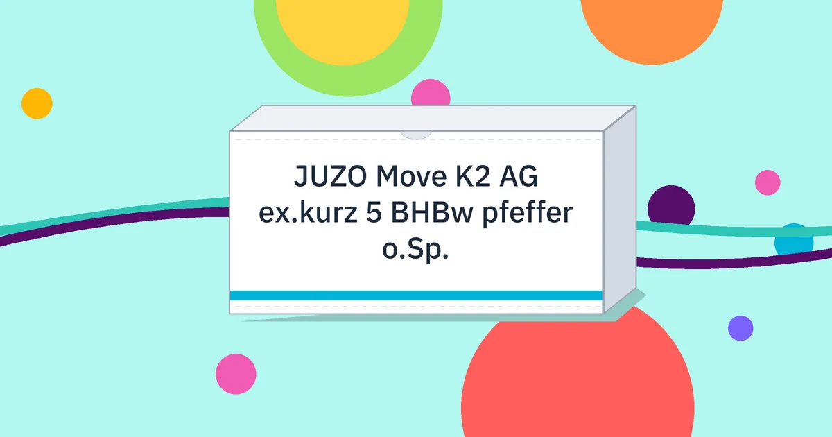 Symbolbild: Packung mit der Aufschrift JUZO Move K2 AG ex.kurz 5 BHBw pfeffer o.Sp. (PZN 16646158) – Verfügbarkeit und Bezug in Apotheken in Frankfurt am Main