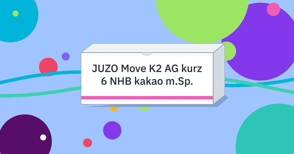 Symbolbild: Packung mit der Aufschrift JUZO Move K2 AG kurz 6 NHB kakao m.Sp. (PZN 18559469) – Verfügbarkeit und Bezug in Apotheken in Frankfurt am Main