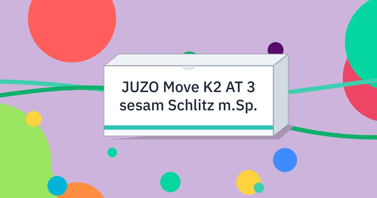Symbolbild: Packung mit der Aufschrift JUZO Move K2 AT 3 sesam Schlitz m.Sp. (PZN 20668697) – Verfügbarkeit und Bezug in Apotheken in Frankfurt am Main