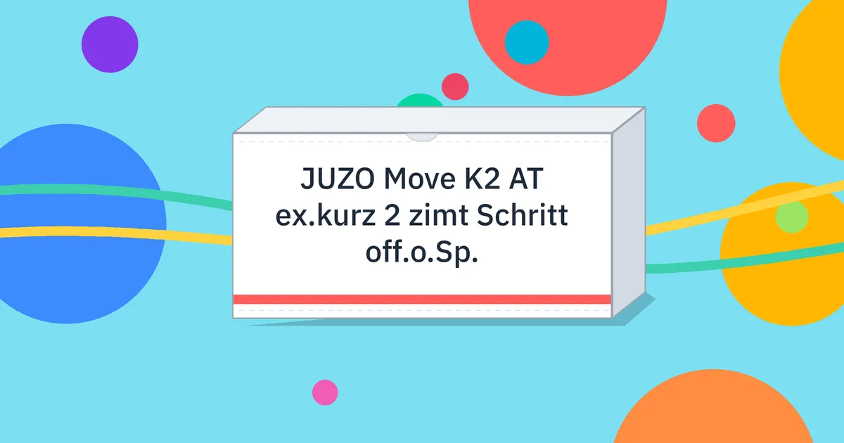 Symbolbild: Packung mit der Aufschrift JUZO Move K2 AT ex.kurz 2 zimt Schritt off.o.Sp. (PZN 20672693) – Verfügbarkeit und Bezug in Apotheken in Frankfurt am Main