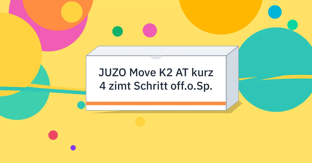 Symbolbild: Packung mit der Aufschrift JUZO Move K2 AT kurz 4 zimt Schritt off.o.Sp. (PZN 20675846) – Verfügbarkeit und Bezug in Apotheken in Frankfurt am Main
