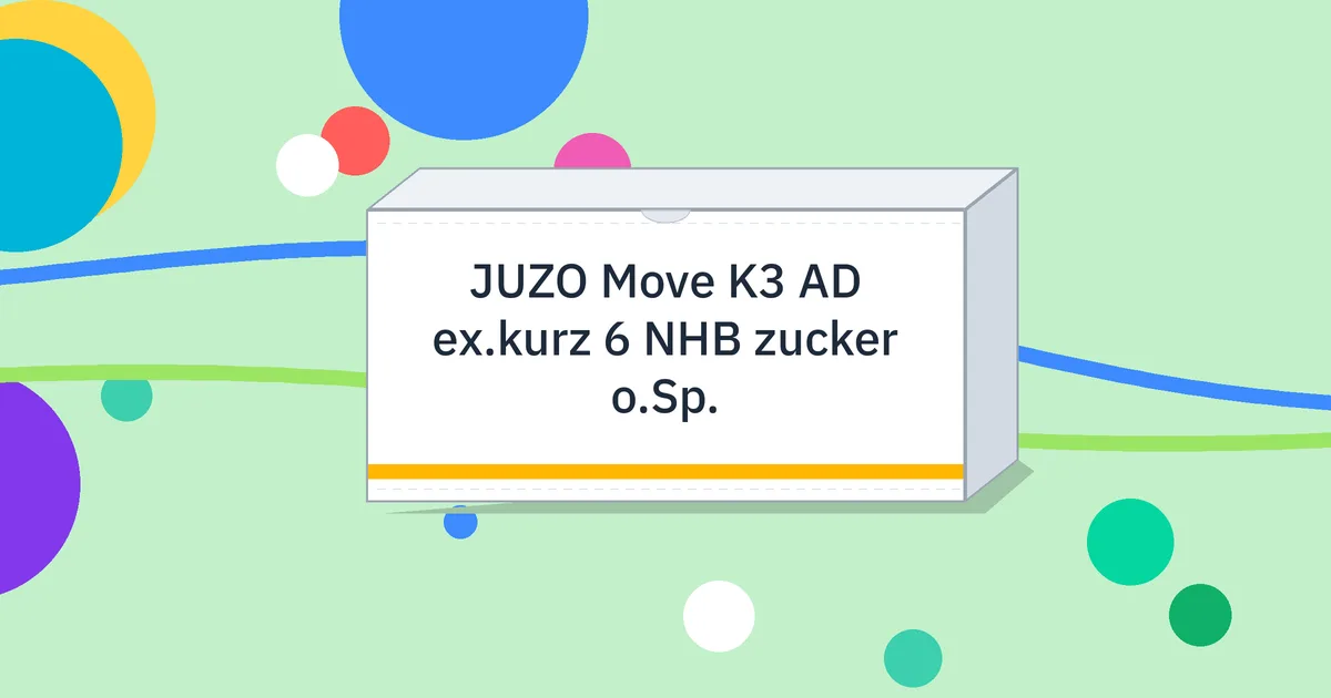 Symbolbild: Packung mit der Aufschrift JUZO Move K3 AD ex.kurz 6 NHB zucker o.Sp. (PZN 18570063) – Verfügbarkeit und Bezug in Apotheken in Frankfurt am Main
