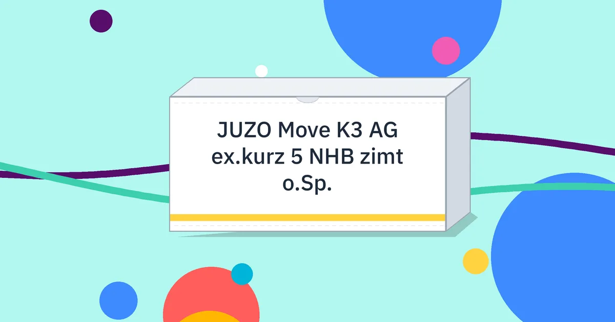 Symbolbild: Packung mit der Aufschrift JUZO Move K3 AG ex.kurz 5 NHB zimt o.Sp. (PZN 18585136) – Verfügbarkeit und Bezug in Apotheken in Frankfurt am Main