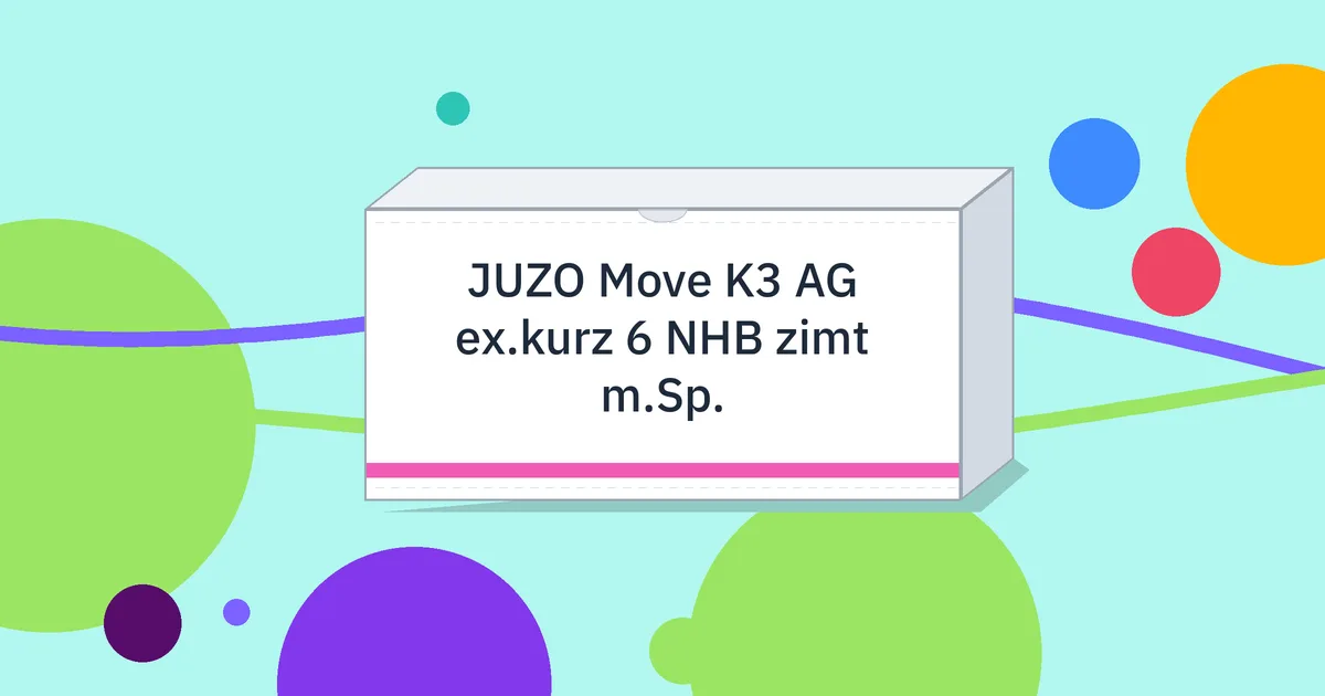 Symbolbild: Packung mit der Aufschrift JUZO Move K3 AG ex.kurz 6 NHB zimt m.Sp. (PZN 18583114) – Verfügbarkeit und Bezug in Apotheken in Frankfurt am Main