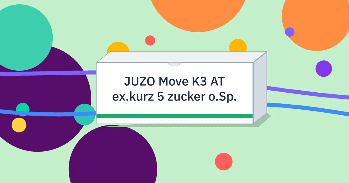 Symbolbild: Packung mit der Aufschrift JUZO Move K3 AT ex.kurz 5 zucker o.Sp. (PZN 20681350) – Verfügbarkeit und Bezug in Apotheken in Frankfurt am Main