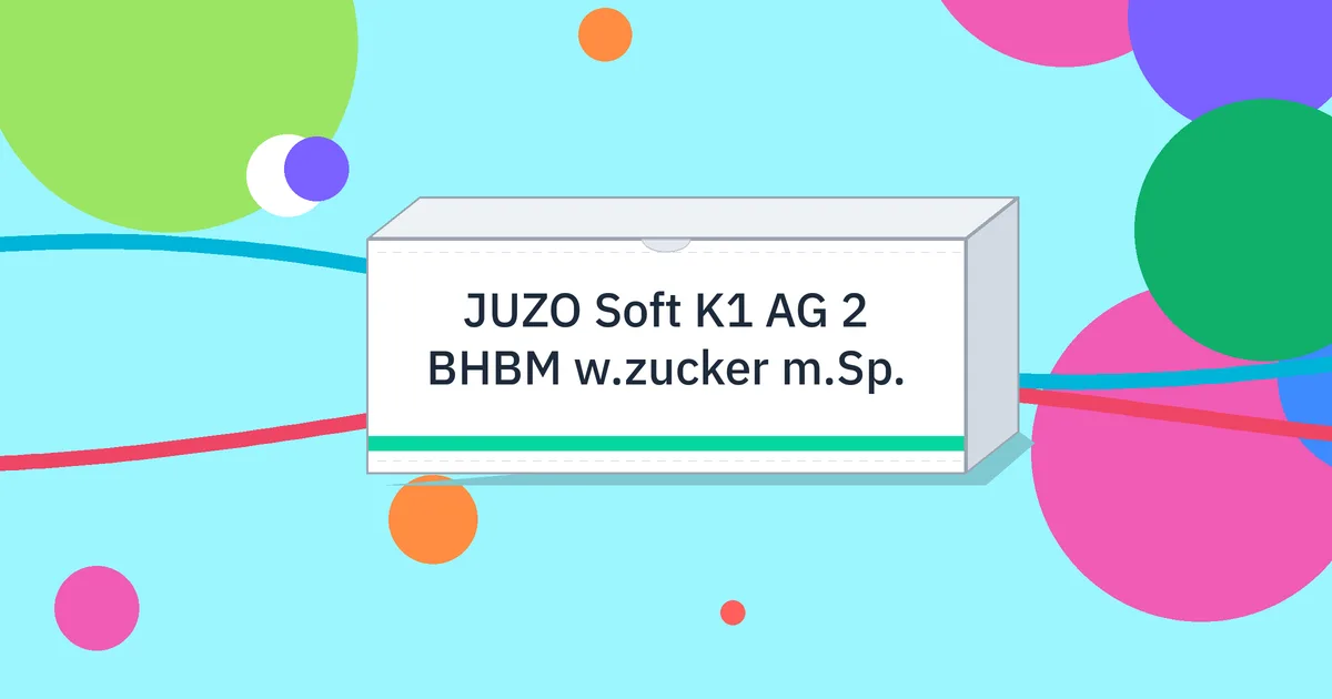 Symbolbild: Packung mit der Aufschrift JUZO Soft K1 AG 2 BHBM w.zucker m.Sp. (PZN 14862610) – Verfügbarkeit und Bezug in Apotheken in Frankfurt am Main