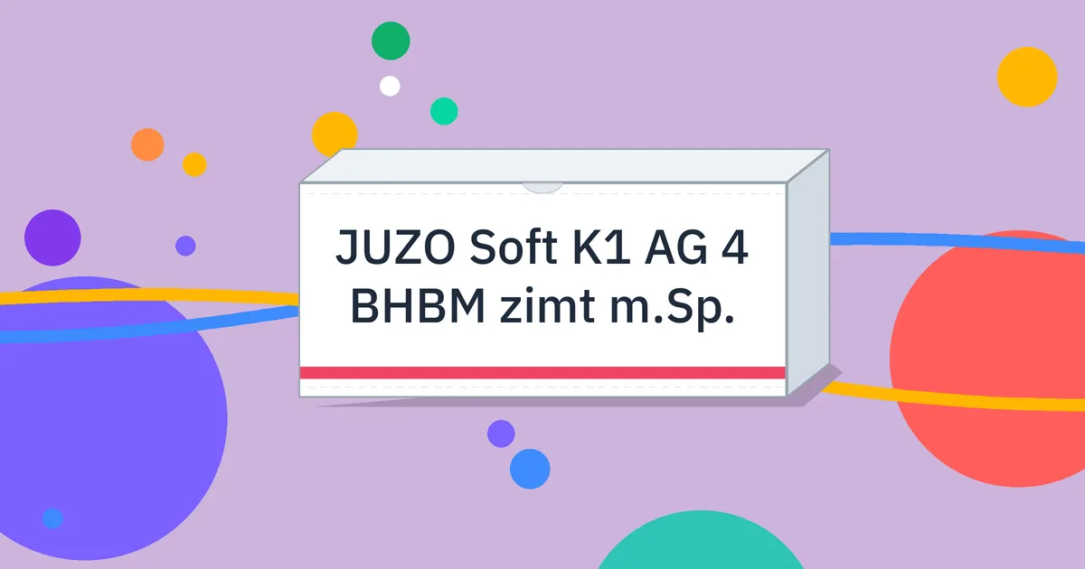 Symbolbild: Packung mit der Aufschrift JUZO Soft K1 AG 4 BHBM zimt m.Sp. (PZN 14854875) – Verfügbarkeit und Bezug in Apotheken in Frankfurt am Main