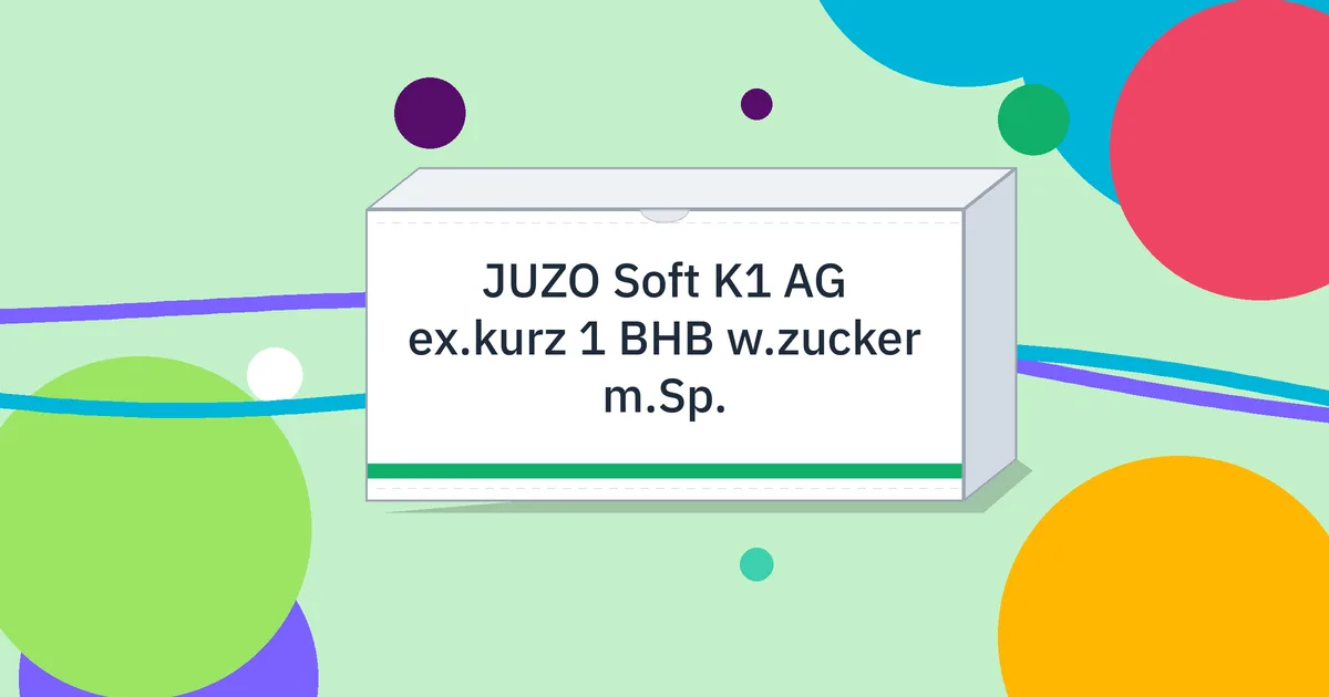 Symbolbild: Packung mit der Aufschrift JUZO Soft K1 AG ex.kurz 1 BHB w.zucker m.Sp. (PZN 14839143) – Verfügbarkeit und Bezug in Apotheken in Frankfurt am Main