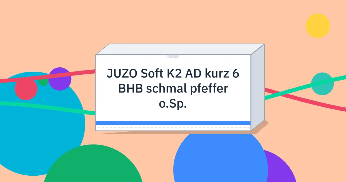 Symbolbild: Packung mit der Aufschrift JUZO Soft K2 AD kurz 6 BHB schmal pfeffer o.Sp. (PZN 15467548) – Verfügbarkeit und Bezug in Apotheken in Frankfurt am Main