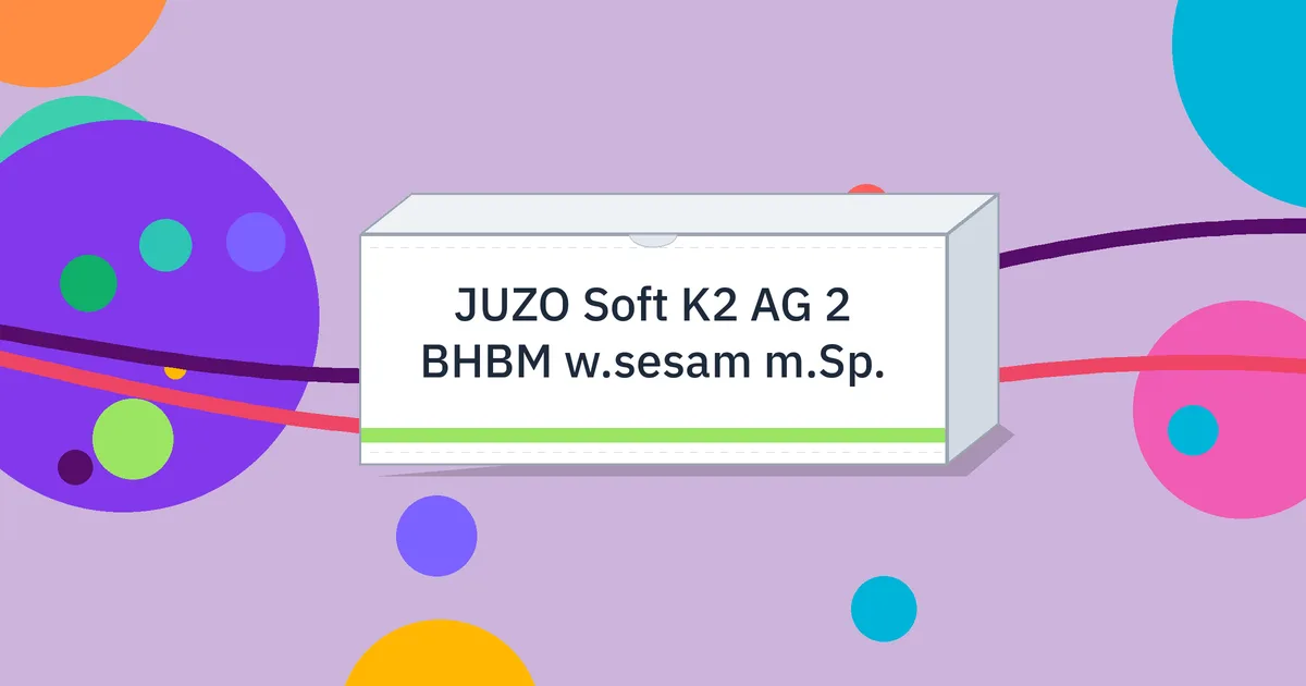Symbolbild: Packung mit der Aufschrift JUZO Soft K2 AG 2 BHBM w.sesam m.Sp. (PZN 14866803) – Verfügbarkeit und Bezug in Apotheken in Frankfurt am Main